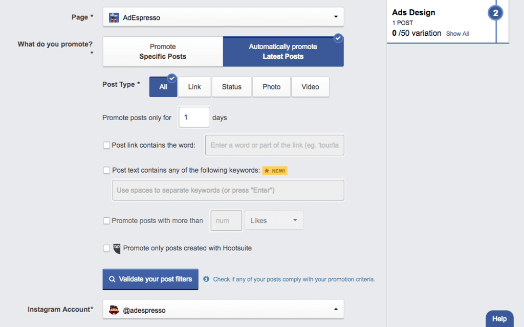 Automatic Facebook Ads Post Promotion - Boost your posts with 1 Click!
